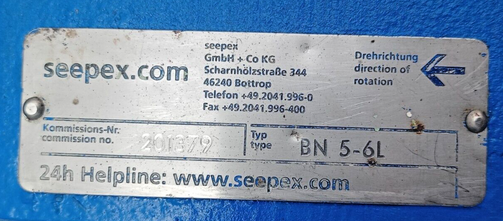 Seepex BN 5-6L Progressive cavity single screw pump – Amin Corporation
